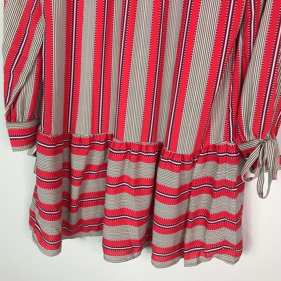 LOFT | Dresses | Loft Red Petite Spiced Stripe Flounce Dress Sm | Poshmark